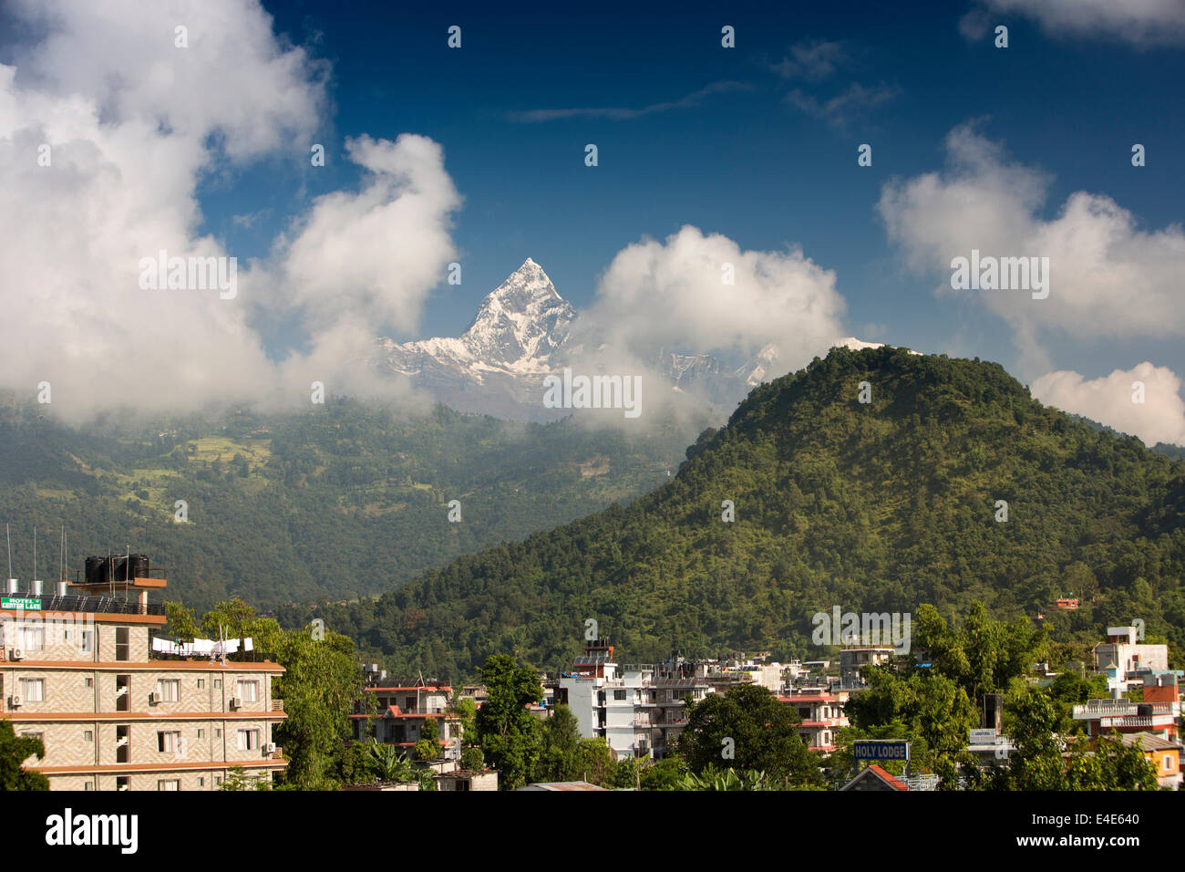 Nepal, Pokhara, Machhapuchchhre and Annapurna Mountain Range Stock ...