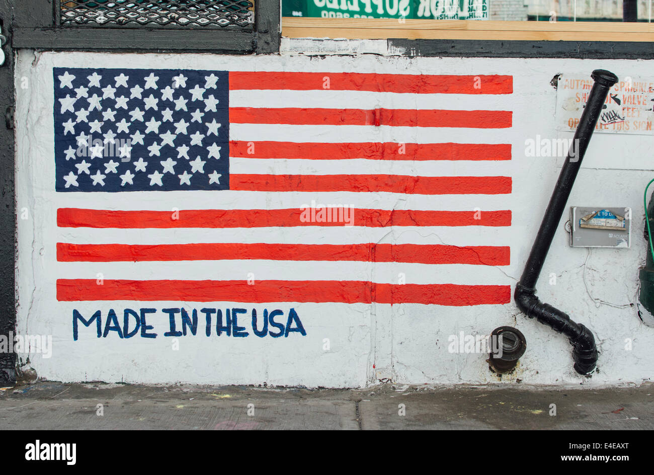 American flag mural on store front. New York City, NY. USA Stock Photo ...