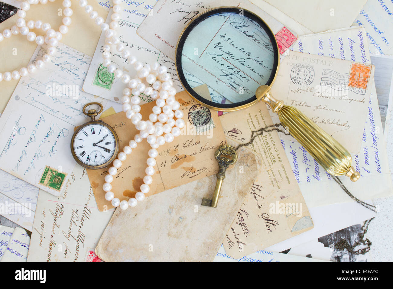 retro background with antiques Stock Photo - Alamy