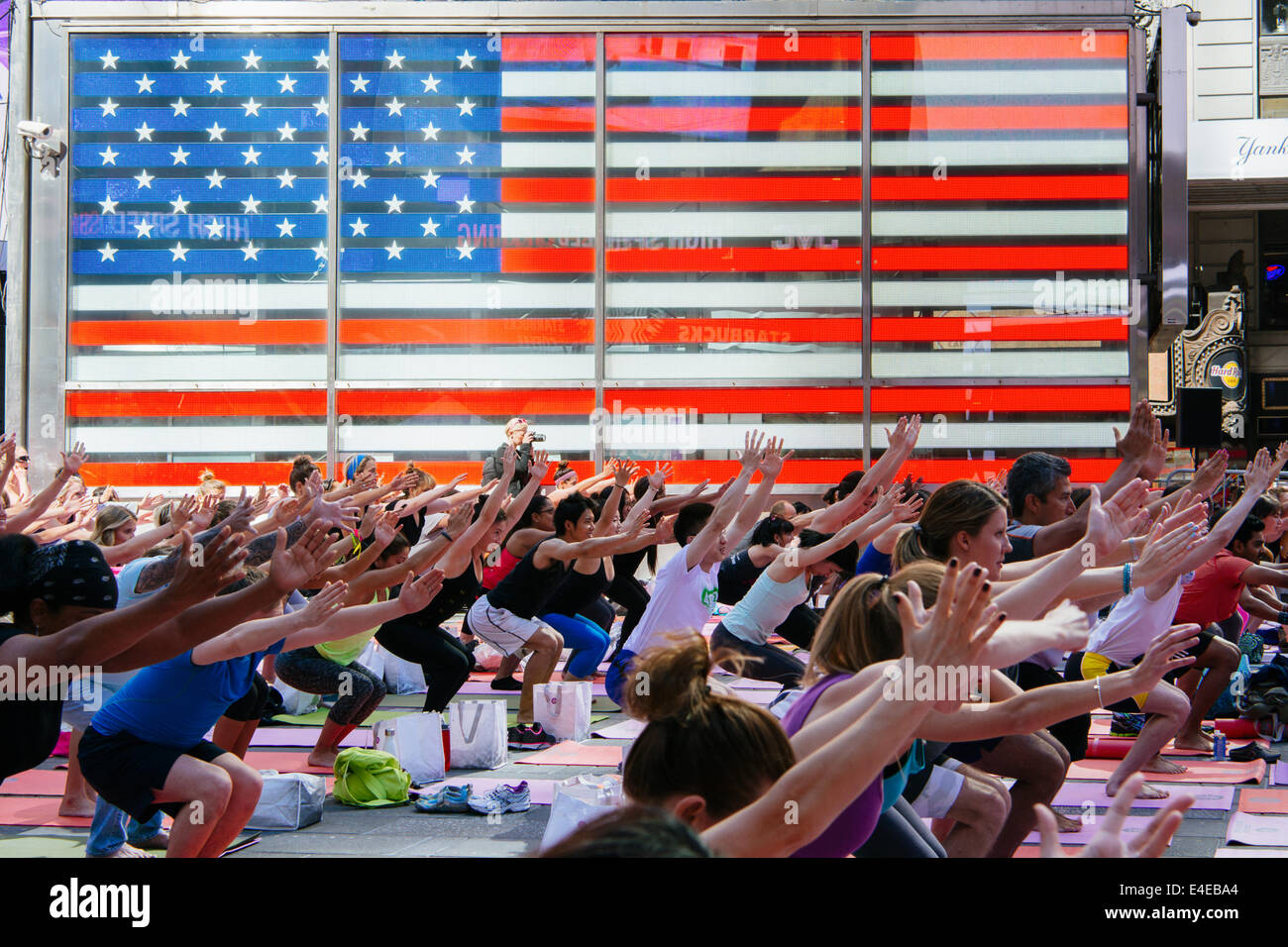 Yoga in Times Square. Summer Solstice. New York City, NY. USA Stock ...