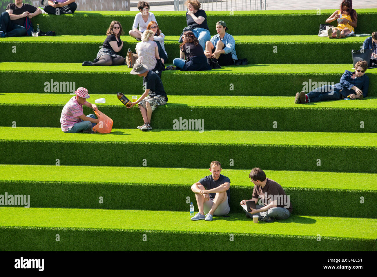 Public space green steps behind Kings Cross, London, UK Stock Photo - Alamy