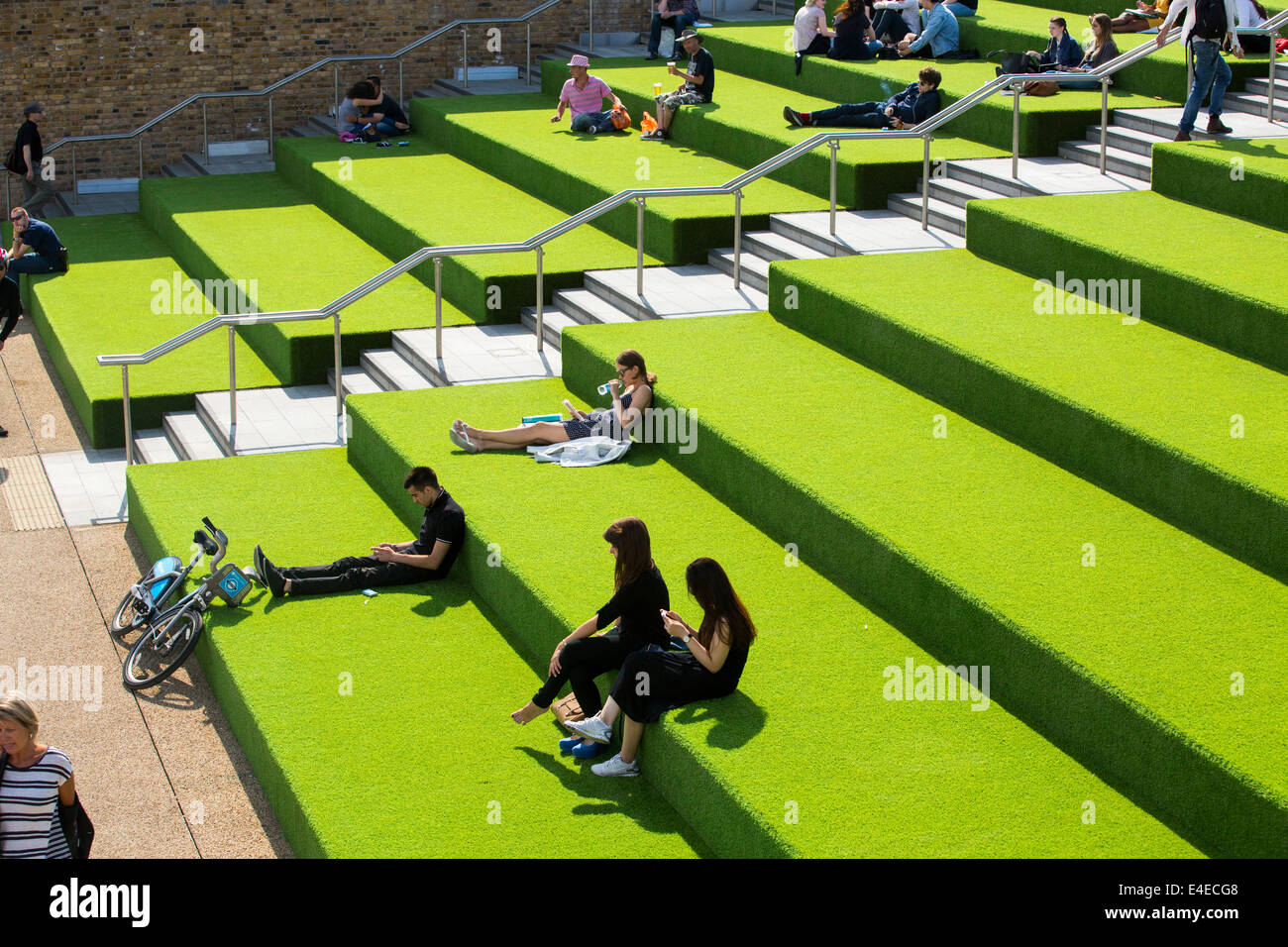 Public space green steps behind Kings Cross, London, UK Stock Photo - Alamy
