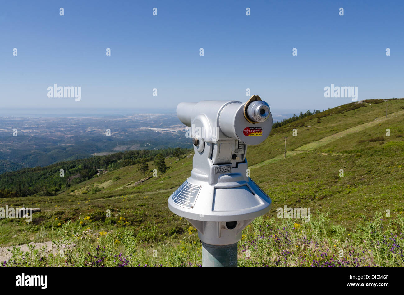 Telescope on the viewing platform at Foia, the highest point in the ...
