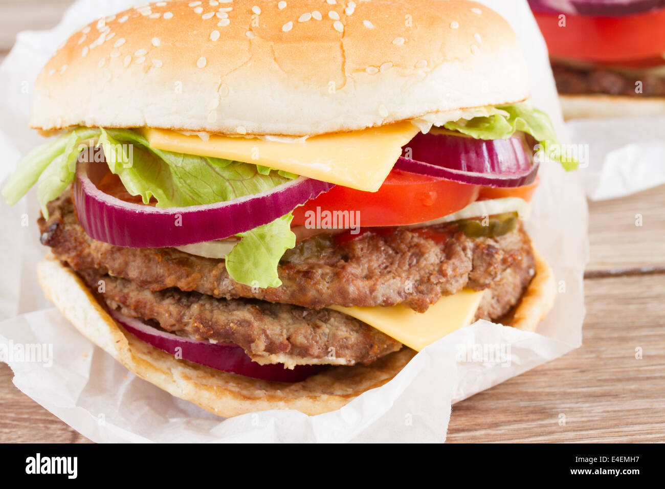 Big hamburger close up Stock Photo - Alamy