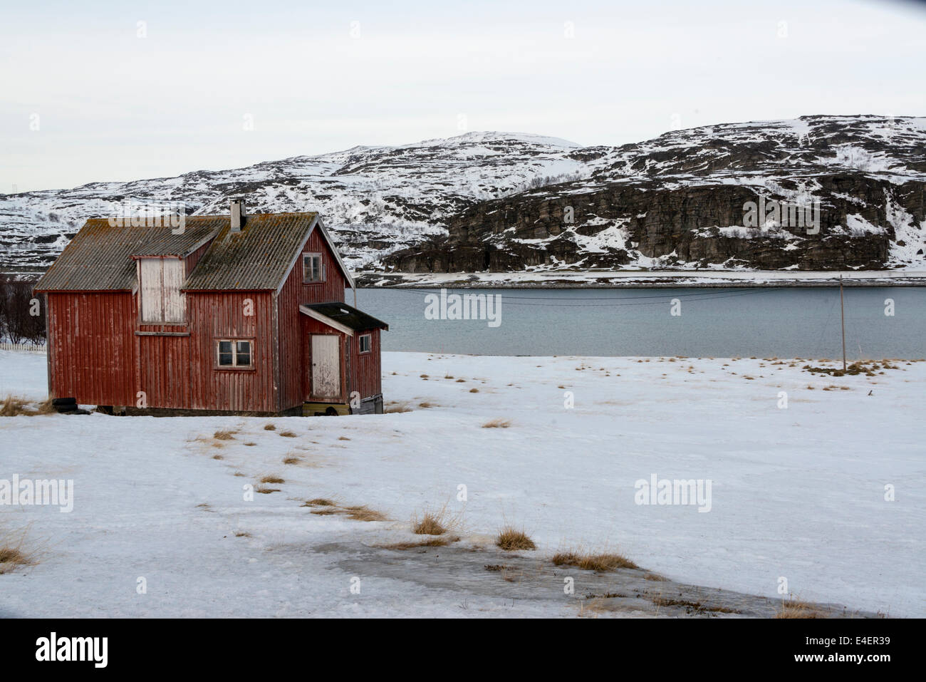 Red barn by the sea Stock Photo - Alamy