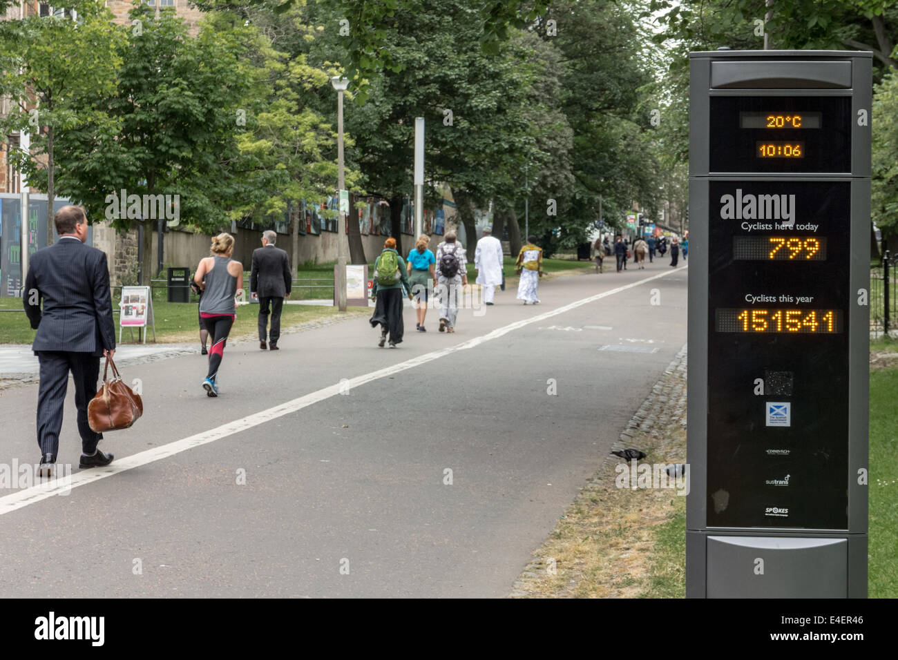 Digital Cyclist Counter on North Meadow Walk Edinburgh Stock Photo - Alamy