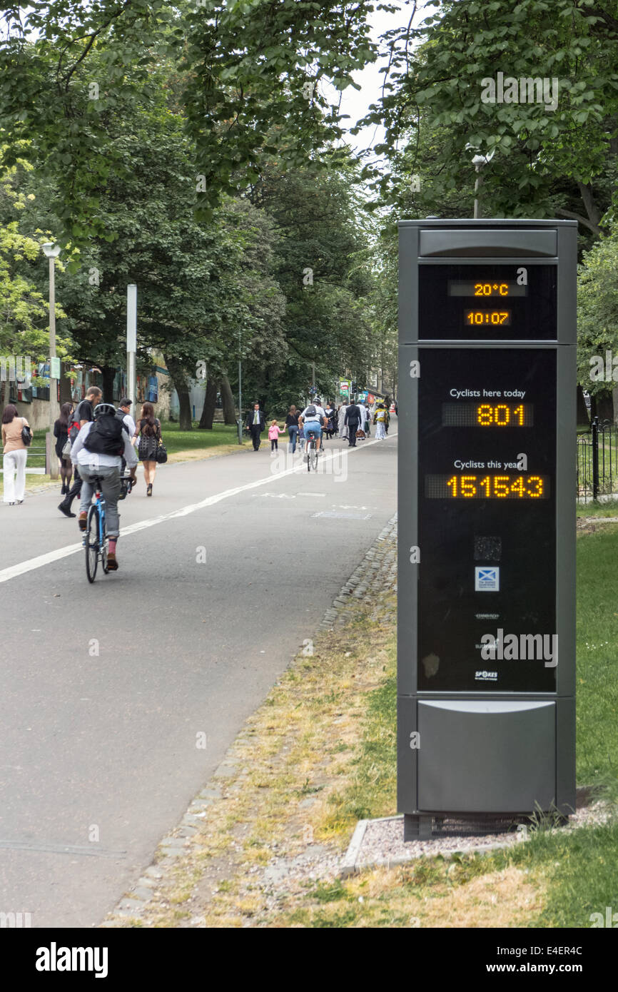 Digital Cyclist Counter on North Meadow Walk Edinburgh Stock Photo - Alamy
