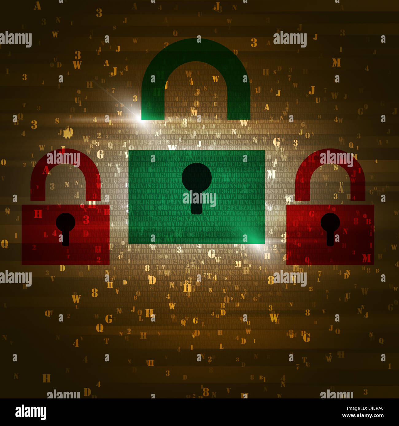 abstract concept green security code lock technology background Stock ...