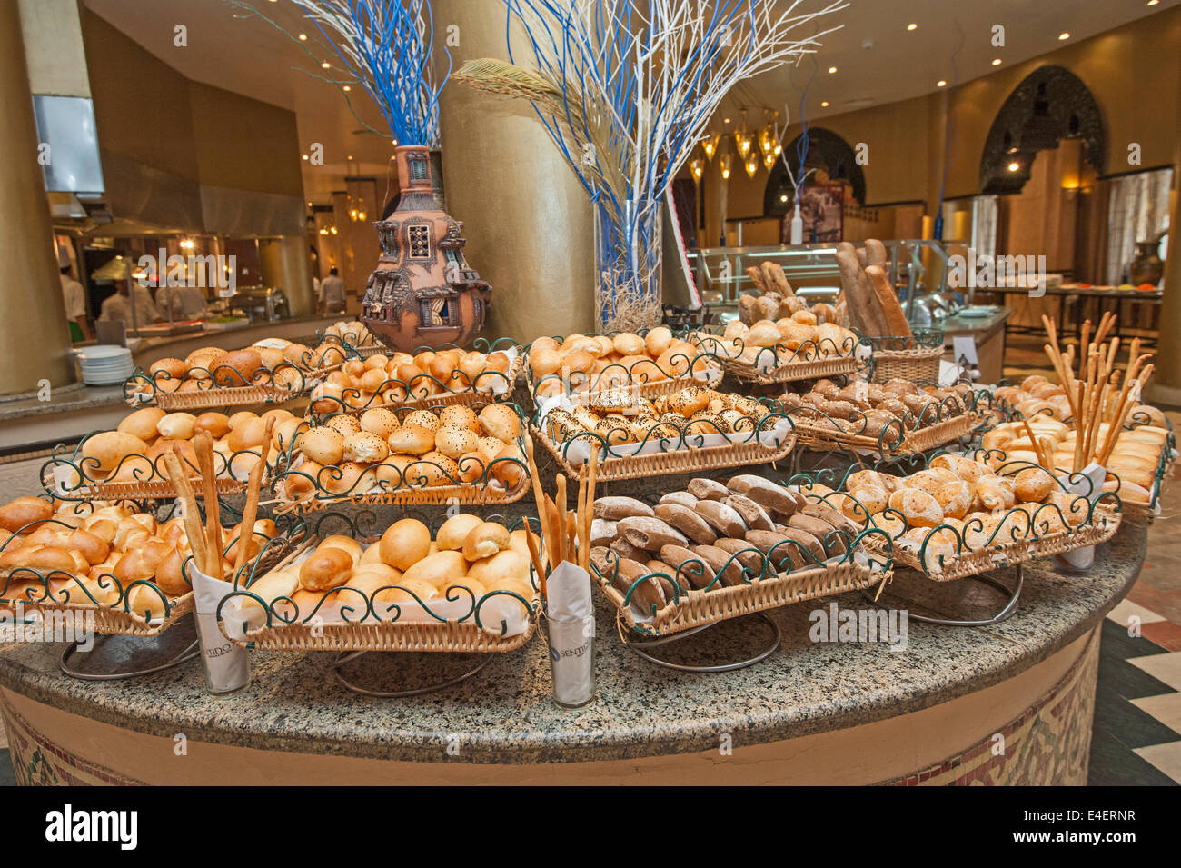 Bread selection display at luxury hotel hotel buffet restaurant Stock ...