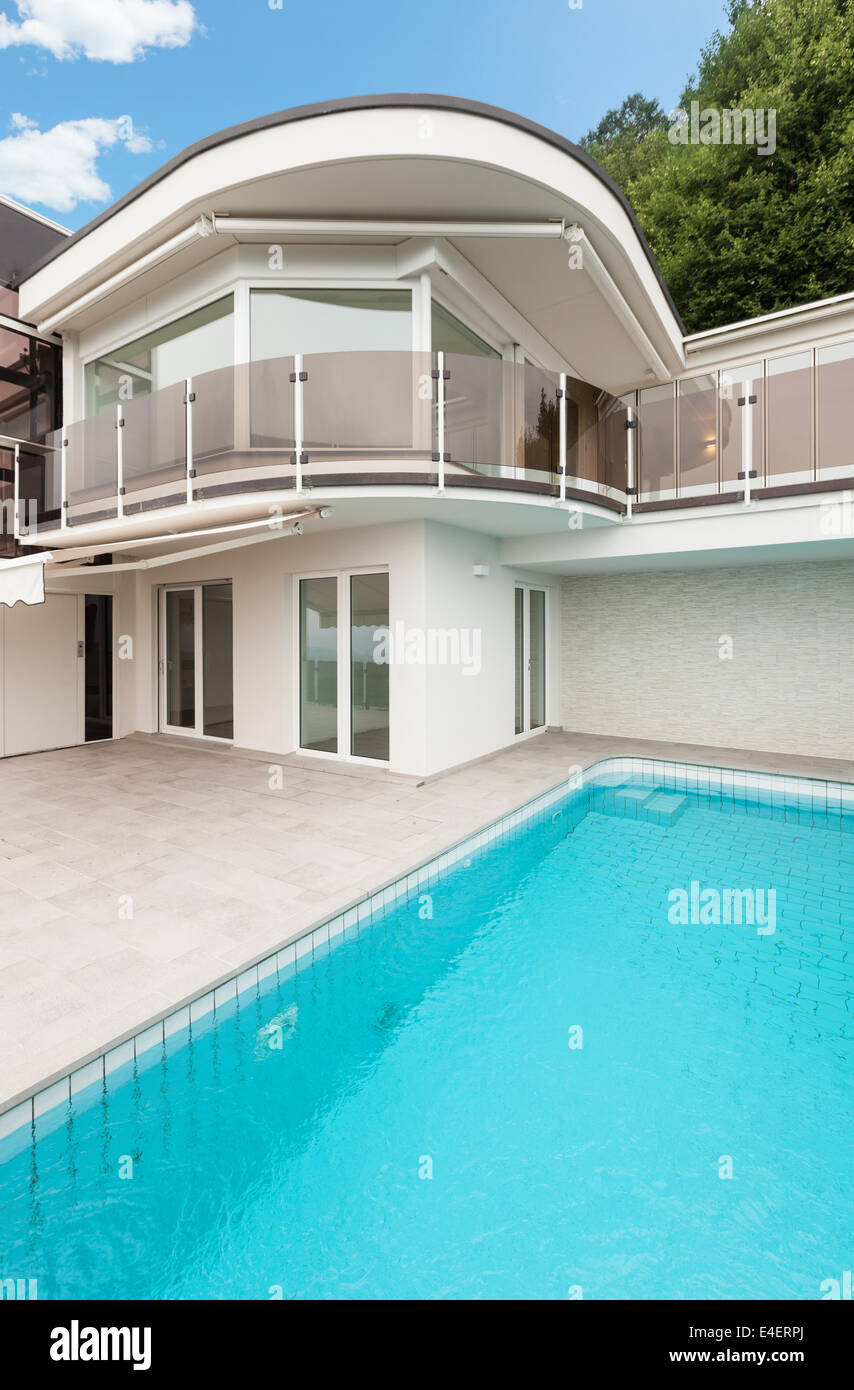 beautiful new apartment building with pool, view outdoor Stock Photo ...
