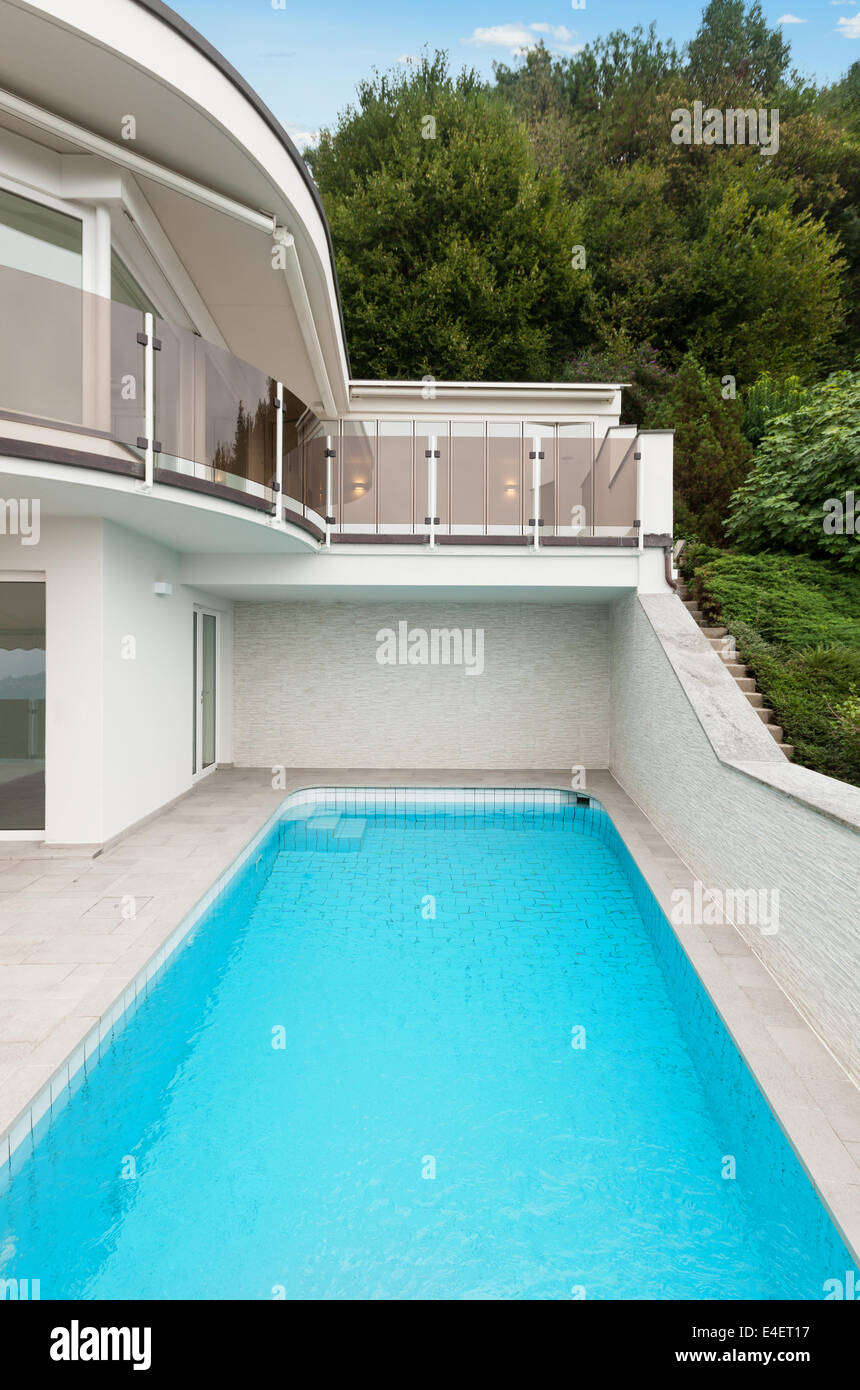 beautiful new apartment building with pool, view outdoor Stock Photo ...