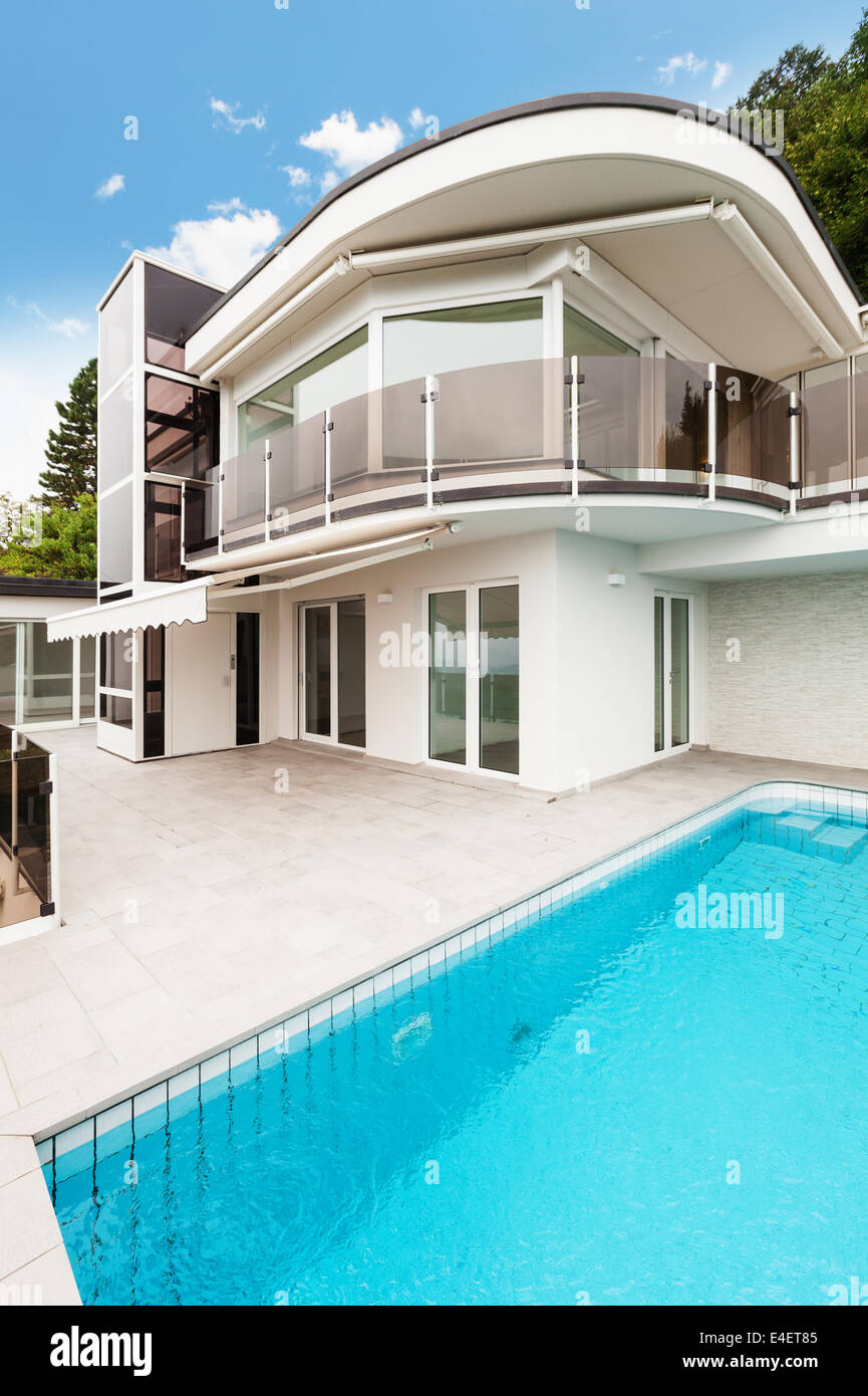 beautiful new apartment building with pool, view outdoor Stock Photo ...
