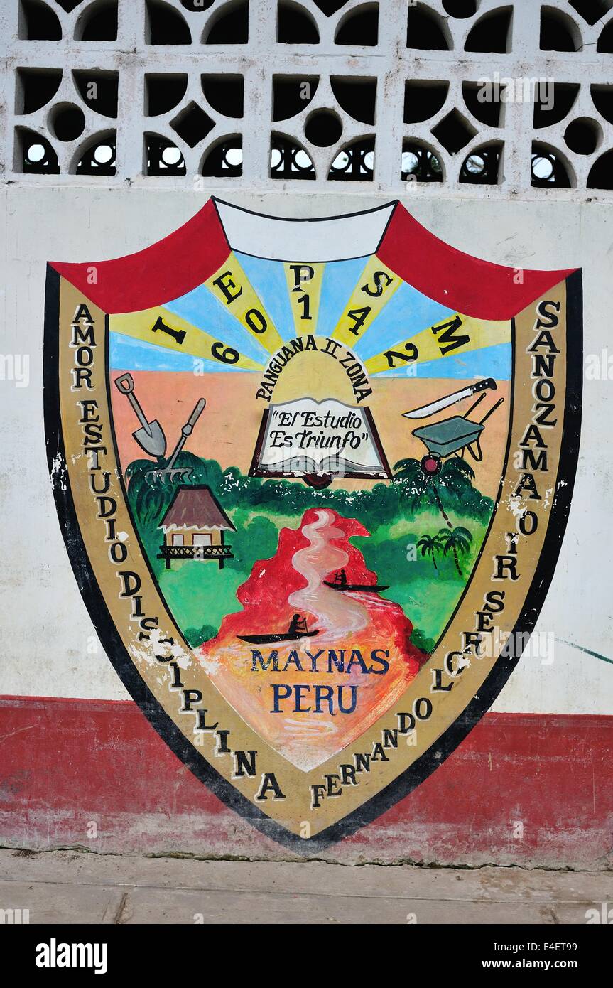 School shield in Industria - PANGUANA . Department of Loreto .PERU ...
