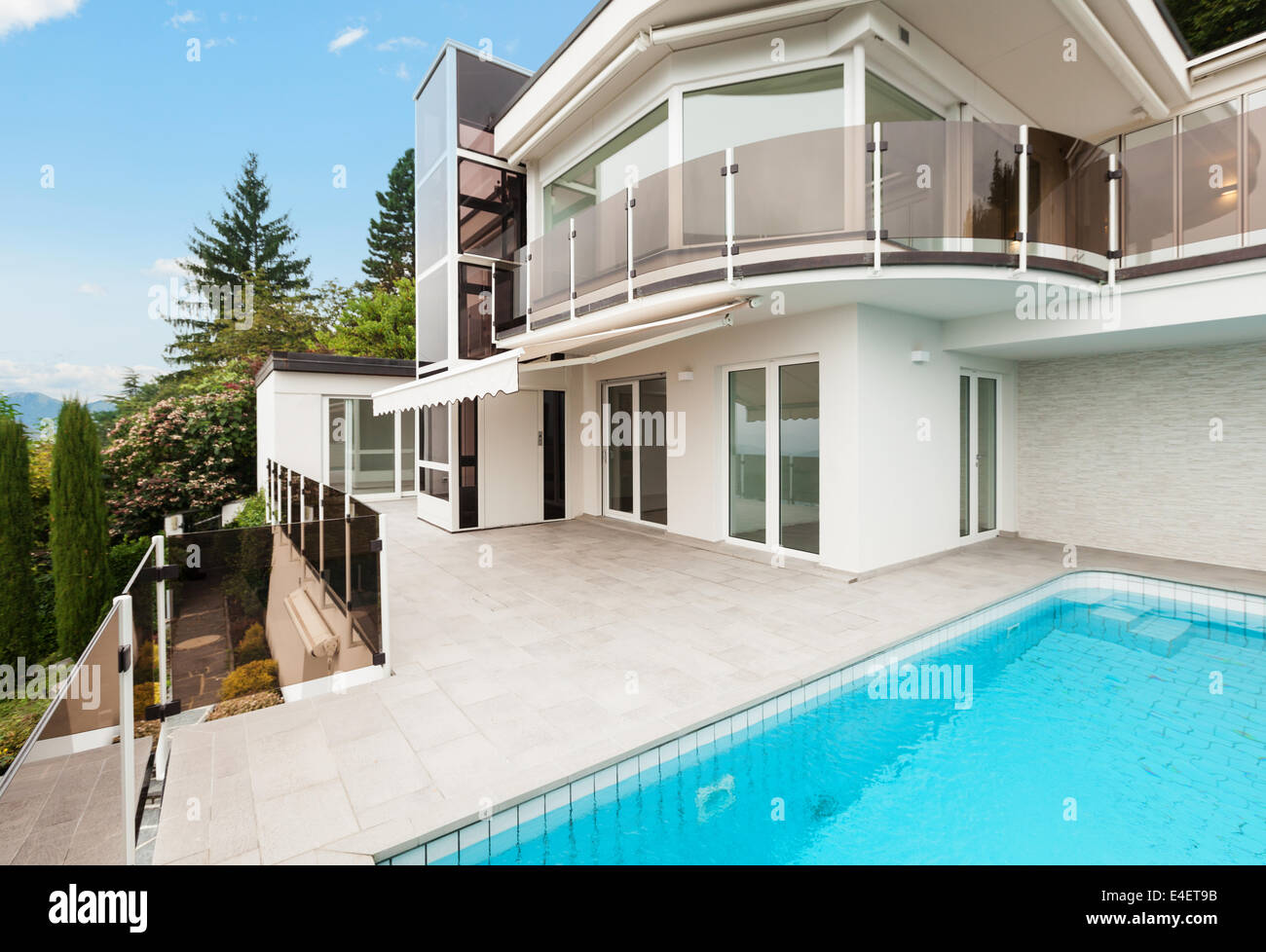 beautiful new apartment building with pool, view outdoor Stock Photo ...