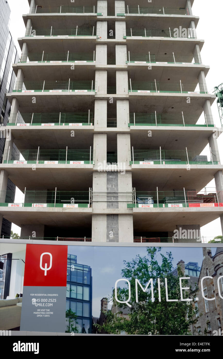 Tower block construction in Edinburgh's Quartermile district Stock ...