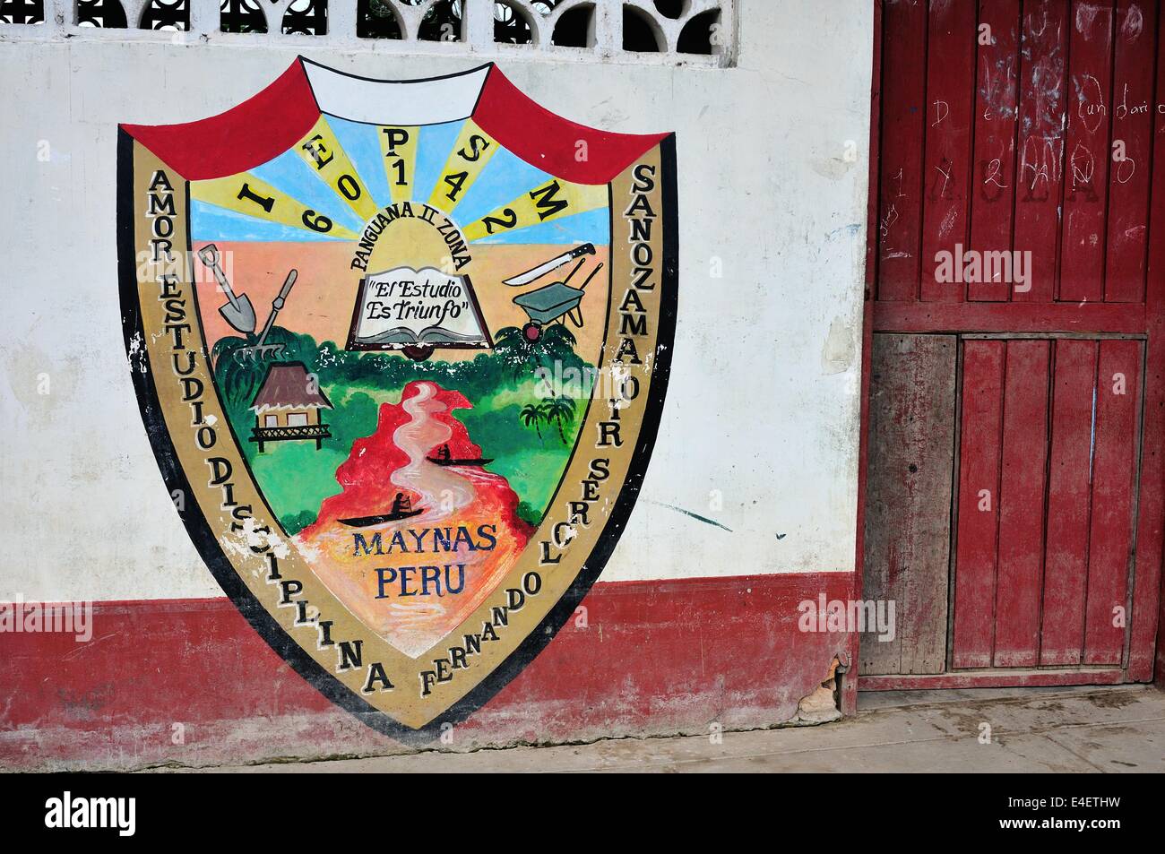 School shield in Industria - PANGUANA . Department of Loreto .PERU ...