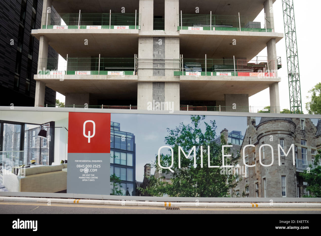 Tower block construction in Edinburgh's Quartermile district Stock ...