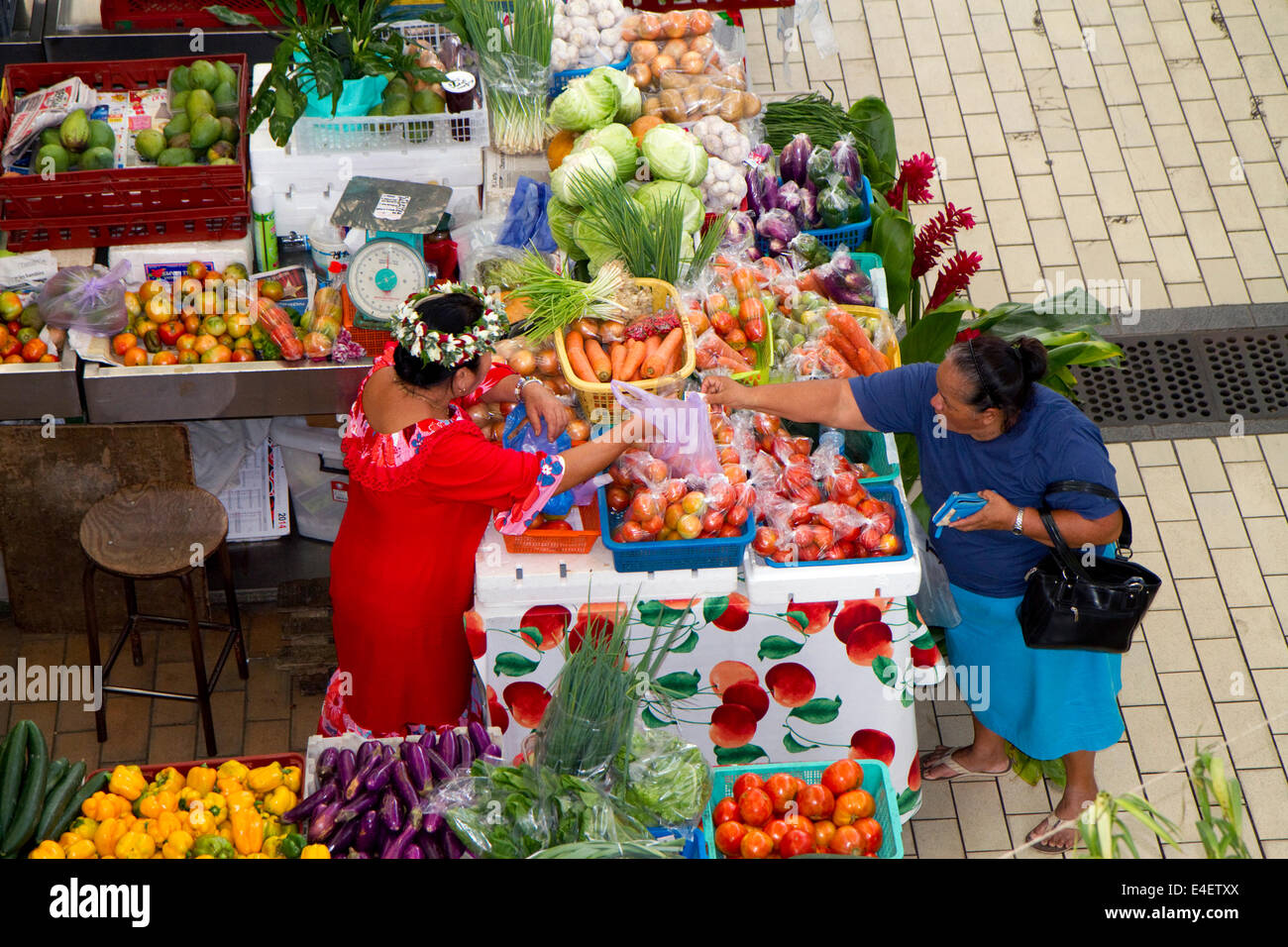 The Papeete Market on the island of Tahiti, French Polynesia Stock ...