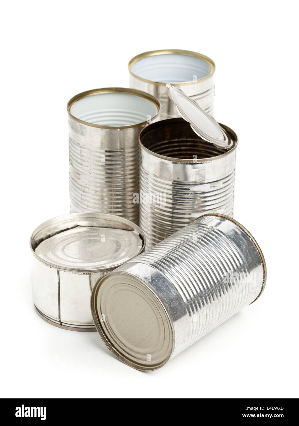 Empty aluminum cans collected for recycling over white background Stock ...