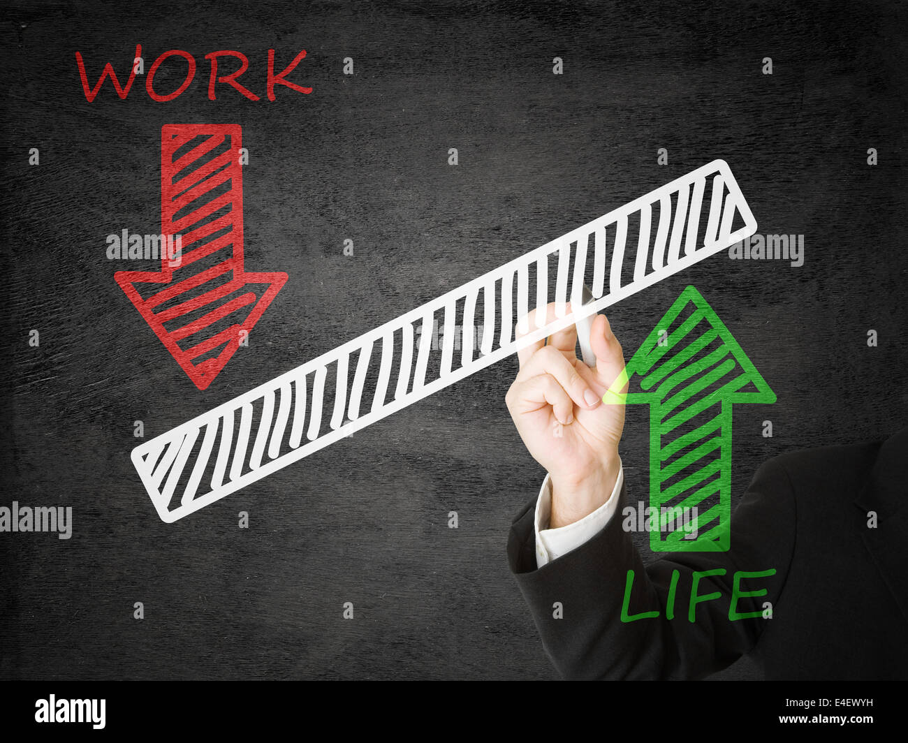Businessman drawing life/ work balance scale Stock Photo - Alamy