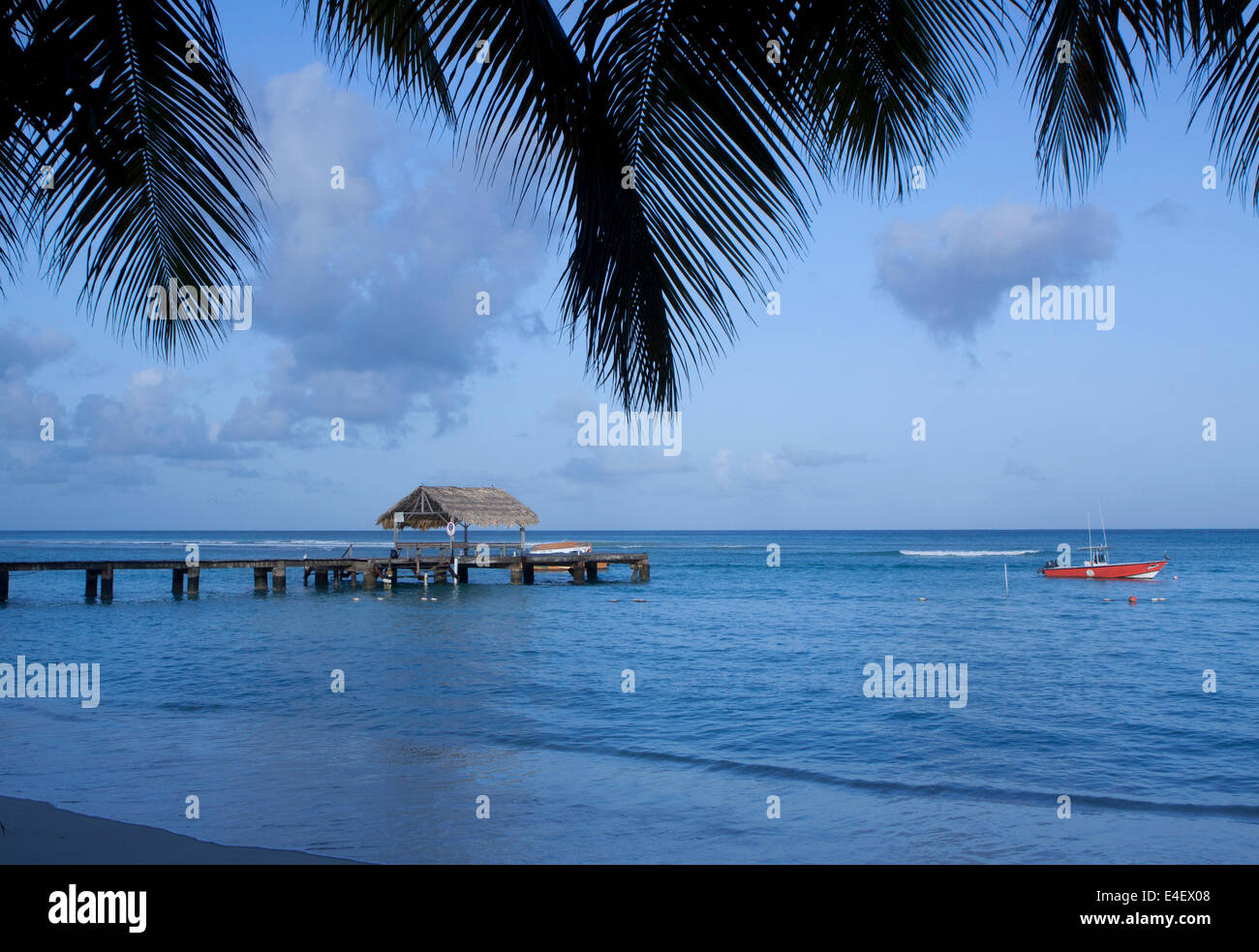Pigeon Point, TOBAGO: View of the landmark jetty at Pigeon Point Beach ...