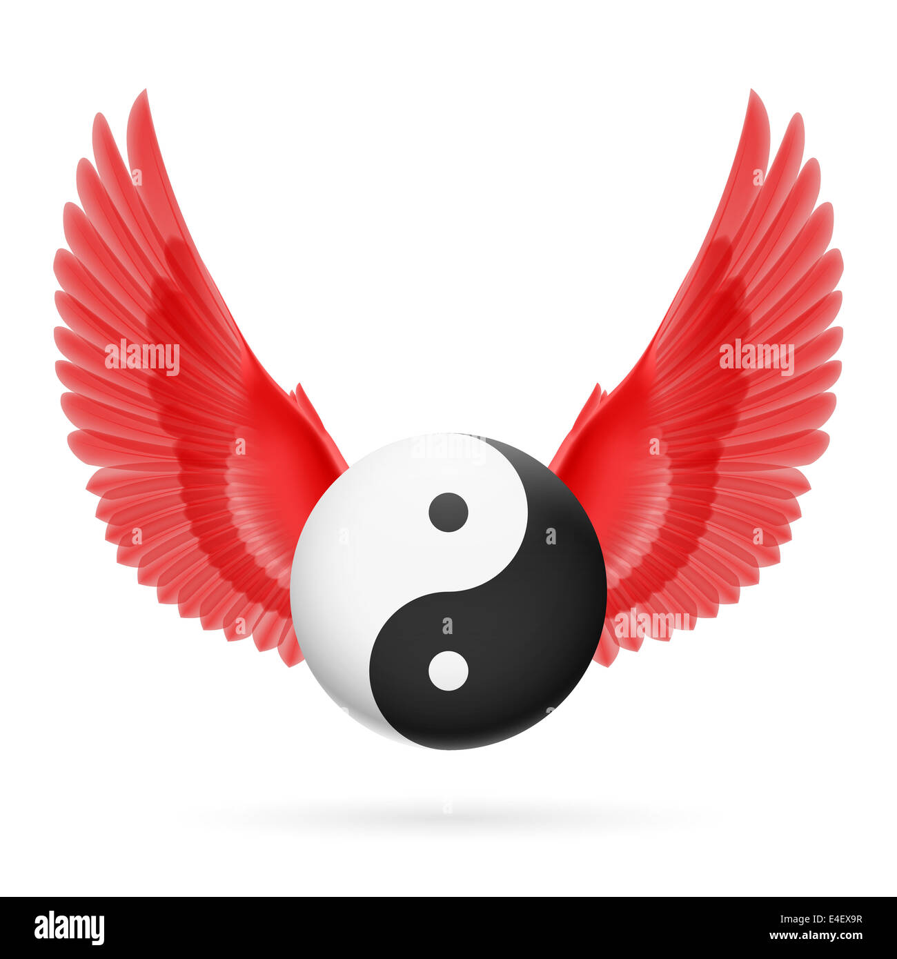 Traditional Chinese Yin-Yang symbol with red wings Stock Photo - Alamy
