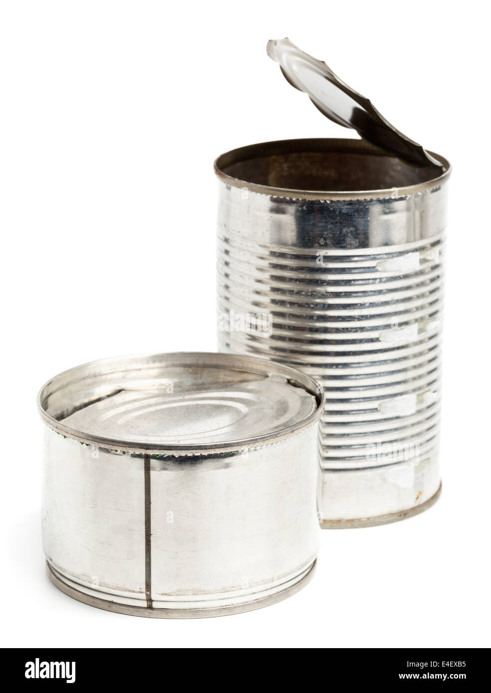 Empty aluminum cans collected for recycling over white background Stock ...