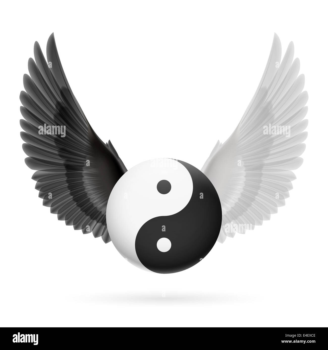 Traditional Chinese Yin-Yang symbol with black and white wings Stock ...