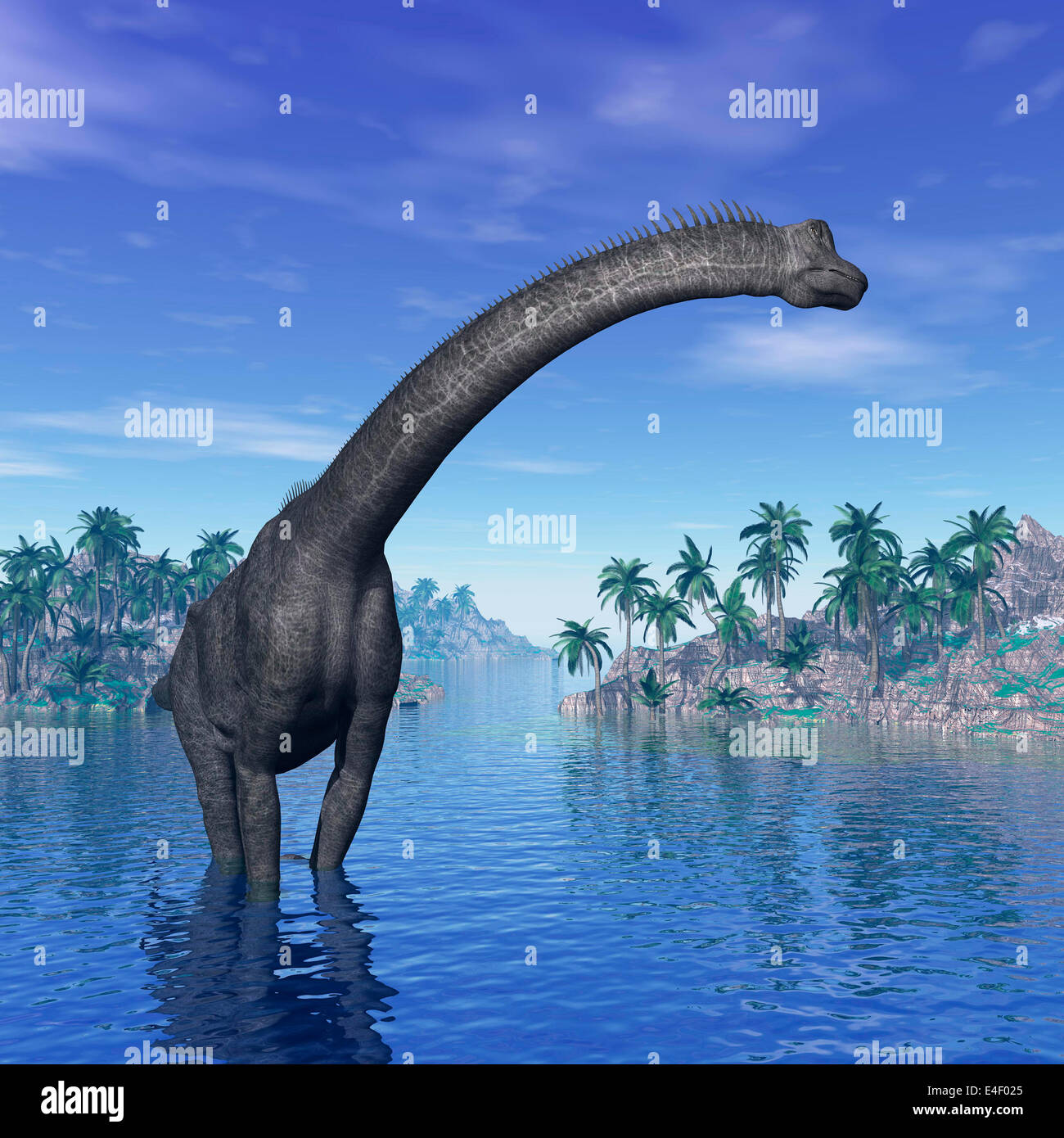 Brachiosaurus dinosaur in a tropical climate on a beautiful day Stock ...