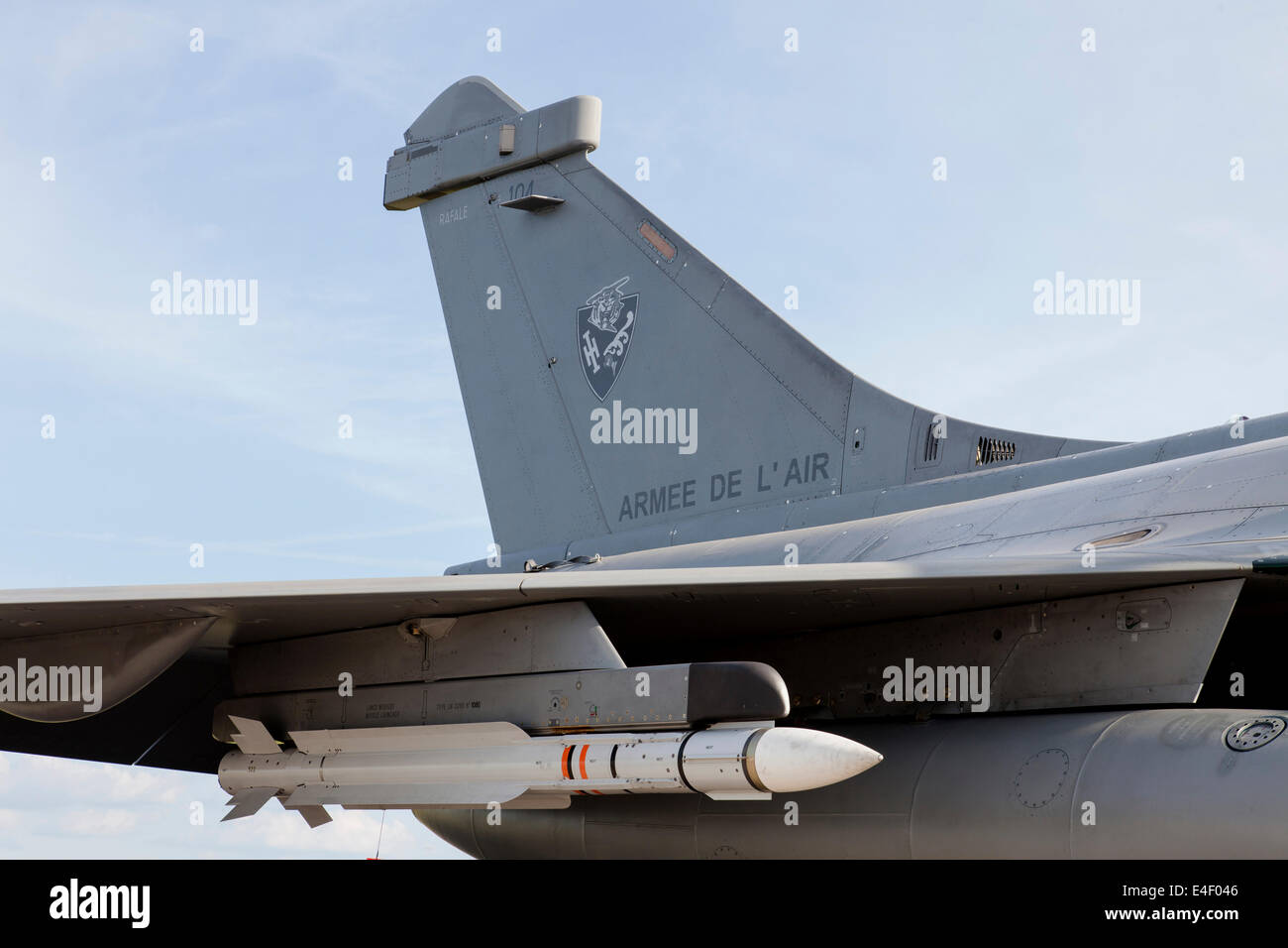 A MICA missile under the wing of a French Air Force Rafale aircraft ...
