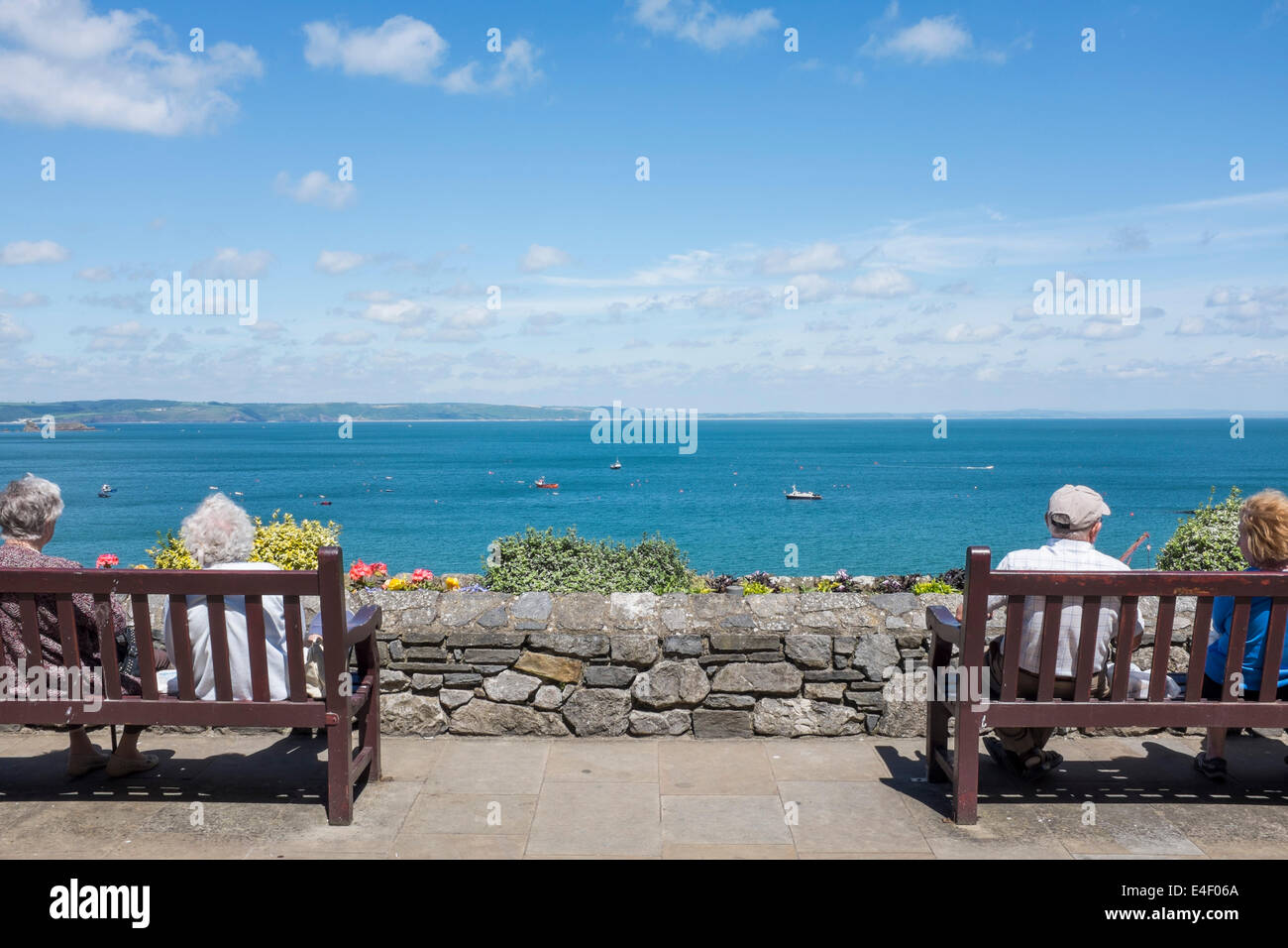 Old people enjoying retirement in Tenby Stock Photo - Alamy