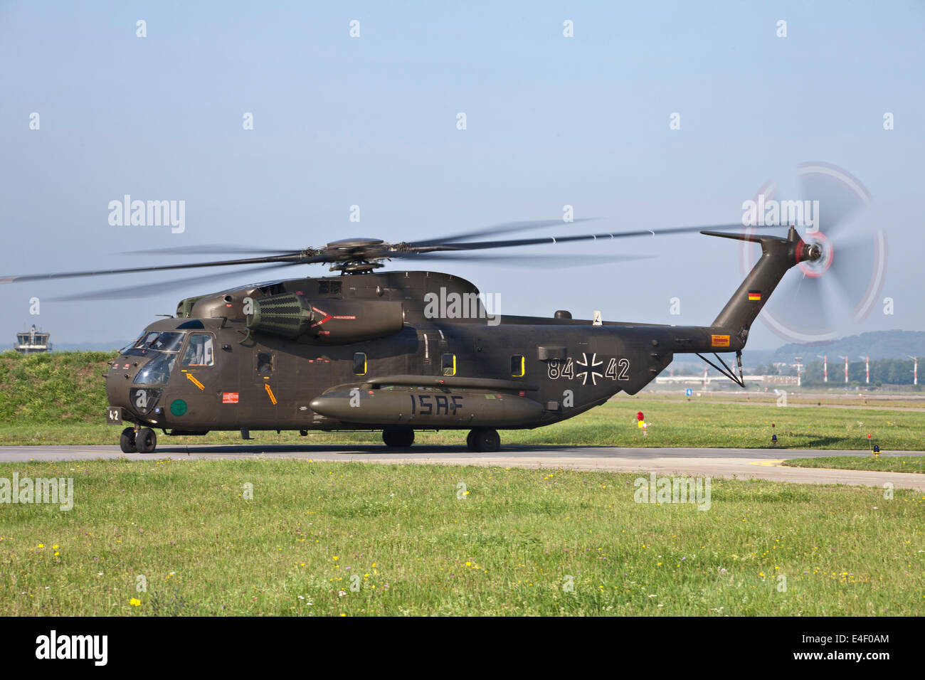 A CH-53GS of the German Army with ISAF markings taxiing, Neuburg ...