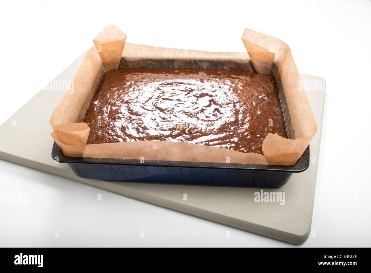 Gingerbread batter in a rectangular tin/pan ready to bake [Land ...