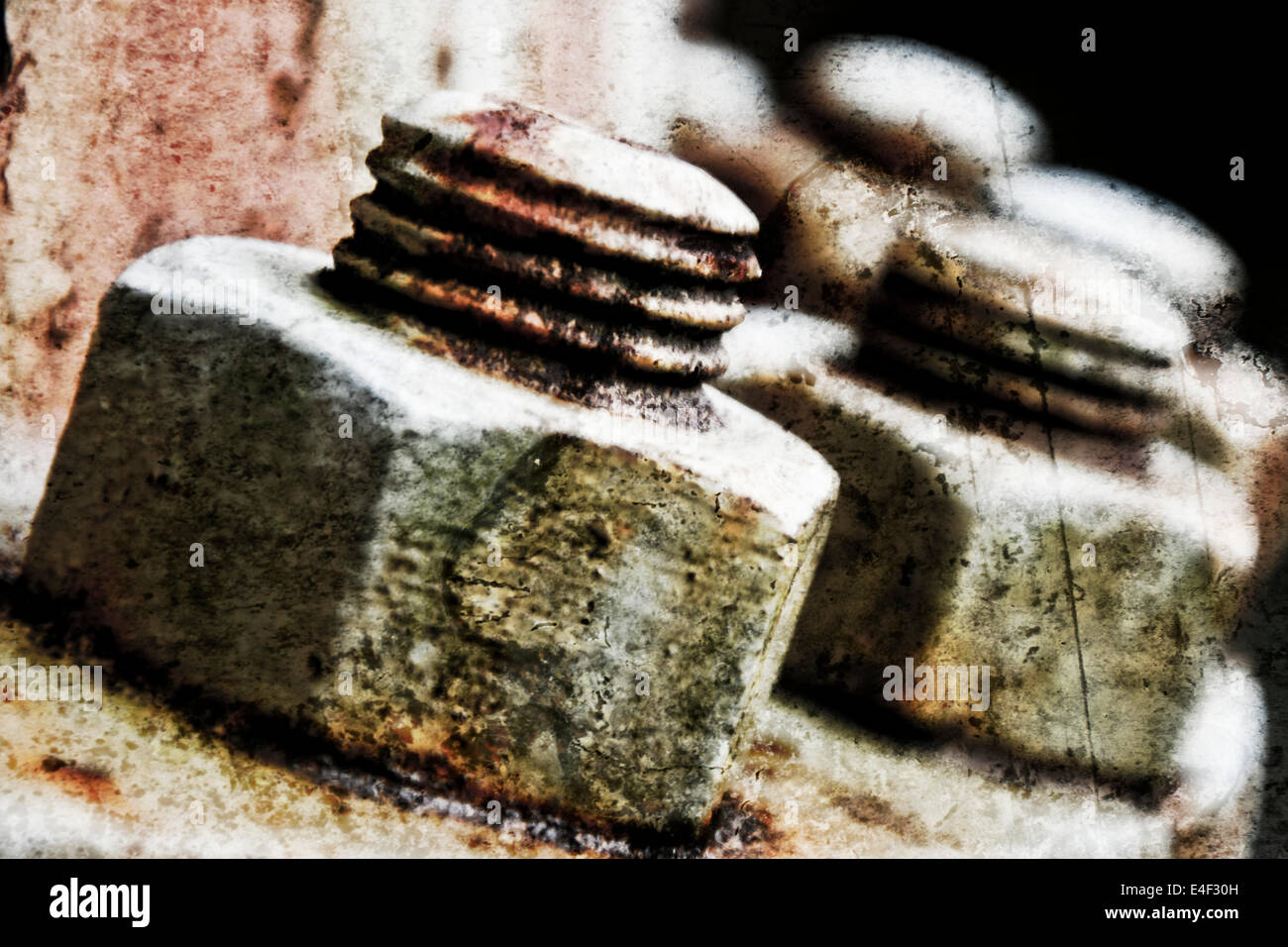 A rusted nuts and the treads of the protruding bolt Stock Photo - Alamy