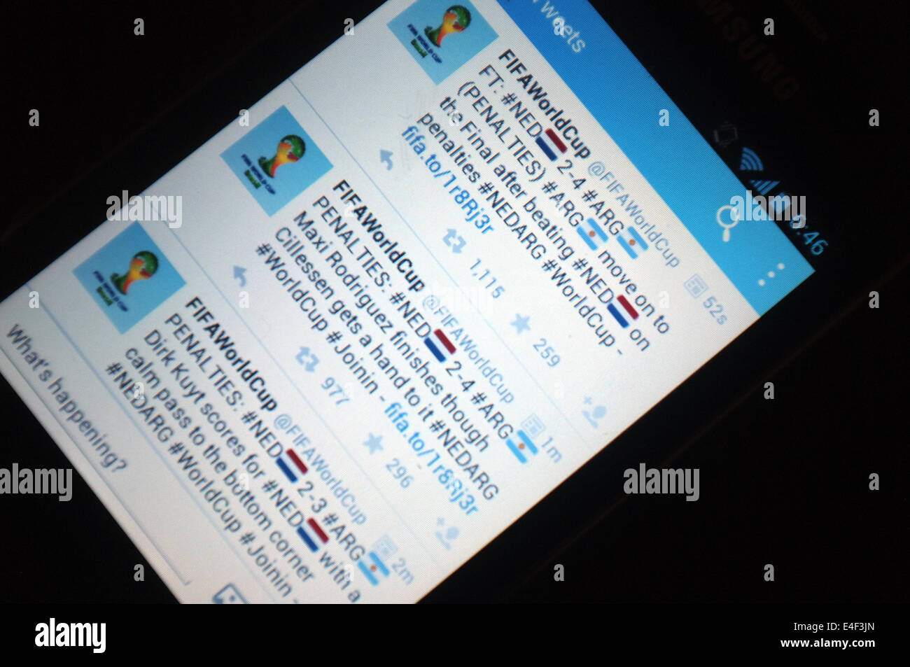 Tweets during the 2014 FIFA World Cup Semifinal between Argentina and ...