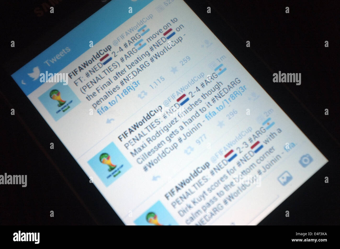 Tweets during the 2014 FIFA World Cup Semifinal between Argentina and ...