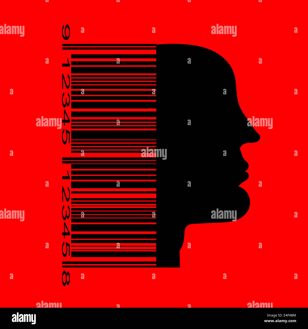 Human and Barcode, futuristic fusion concept indicating a humanoid or ...