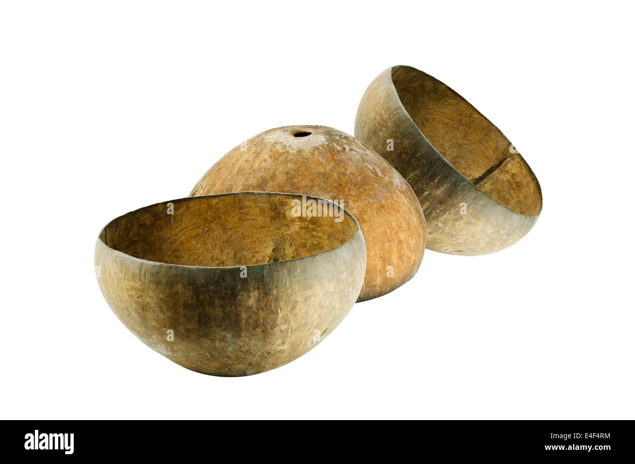 smooth coconut shell cut in half on white background Stock Photo - Alamy