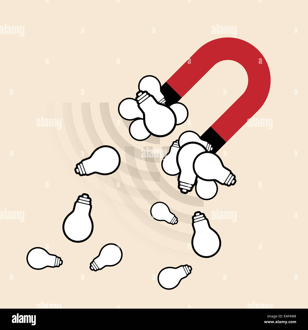 Vector illustration of an U magnet pulling many lightbulbs Stock Photo ...