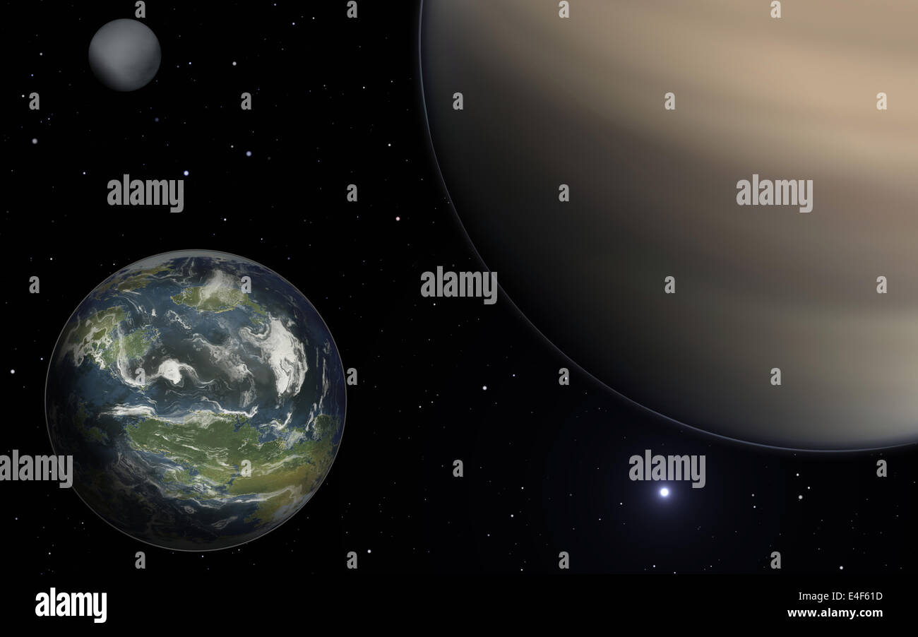Habitable exomoon, gas giant and rocky exomoon Stock Photo - Alamy
