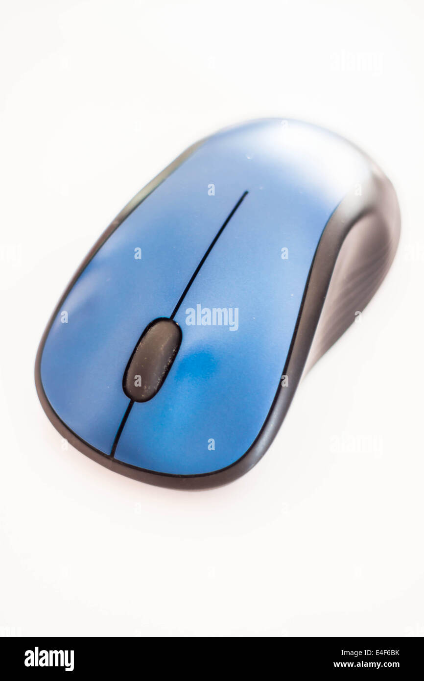 Blue wireless mouse isolated on white background Stock Photo - Alamy