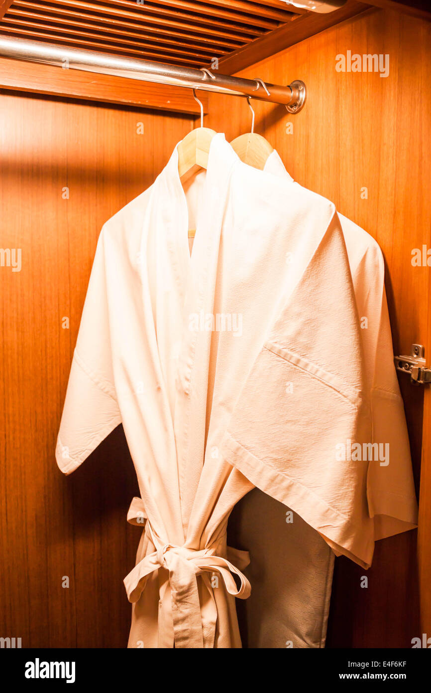 Bath robes white hanging hi-res stock photography and images - Alamy