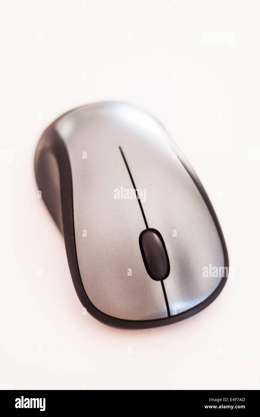 Silver wireless mouse isolated on white background Stock Photo - Alamy