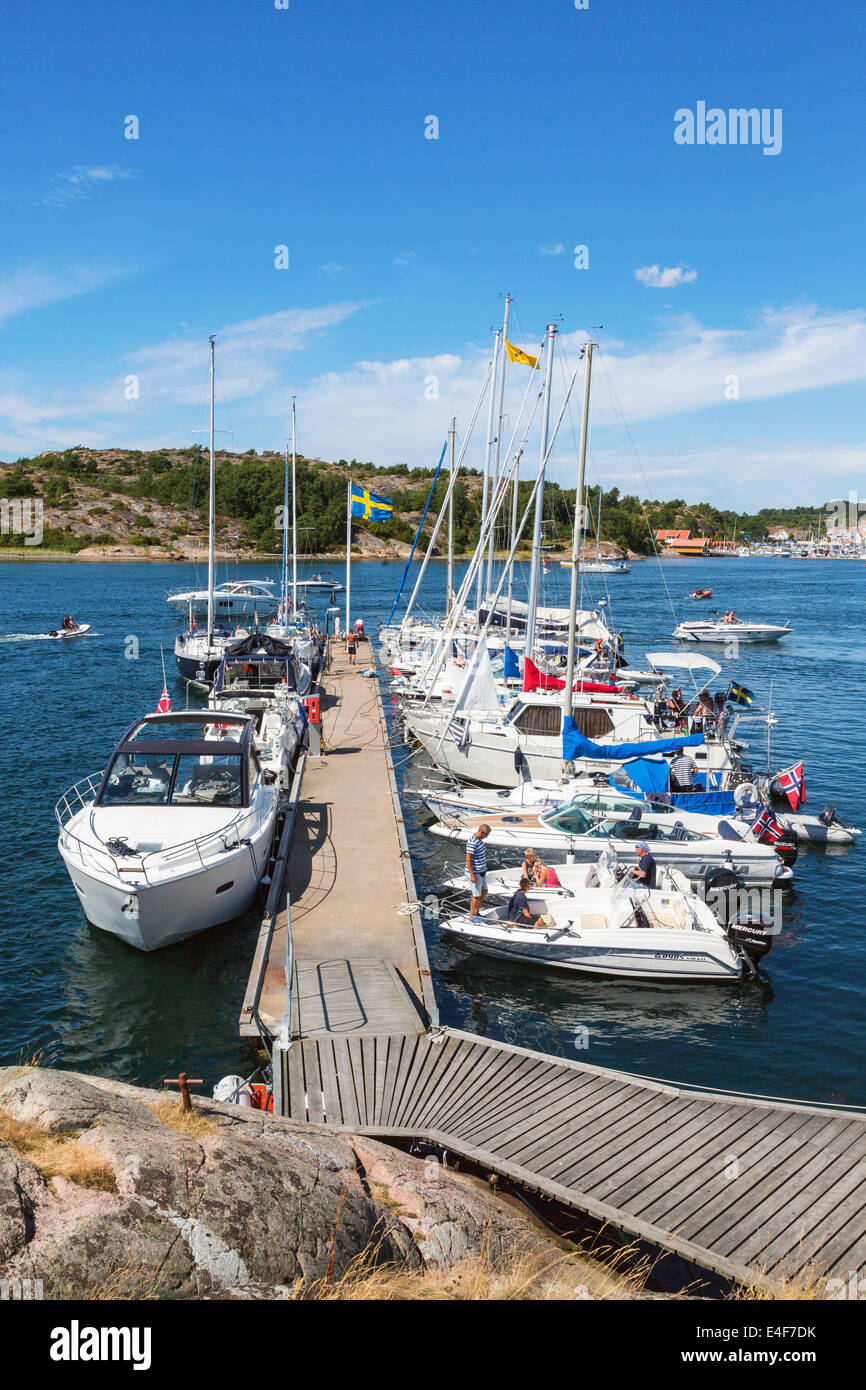 Boats in a marina in the coastal village, Grebbestad in Sweden Stock ...