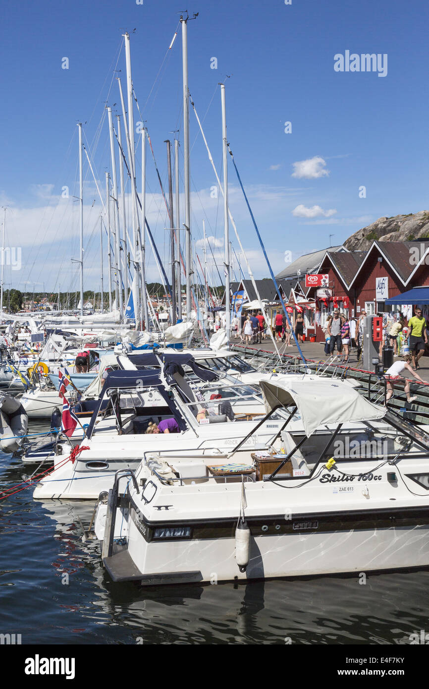 Boats in a marina in the coastal village, Grebbestad in Sweden Stock ...