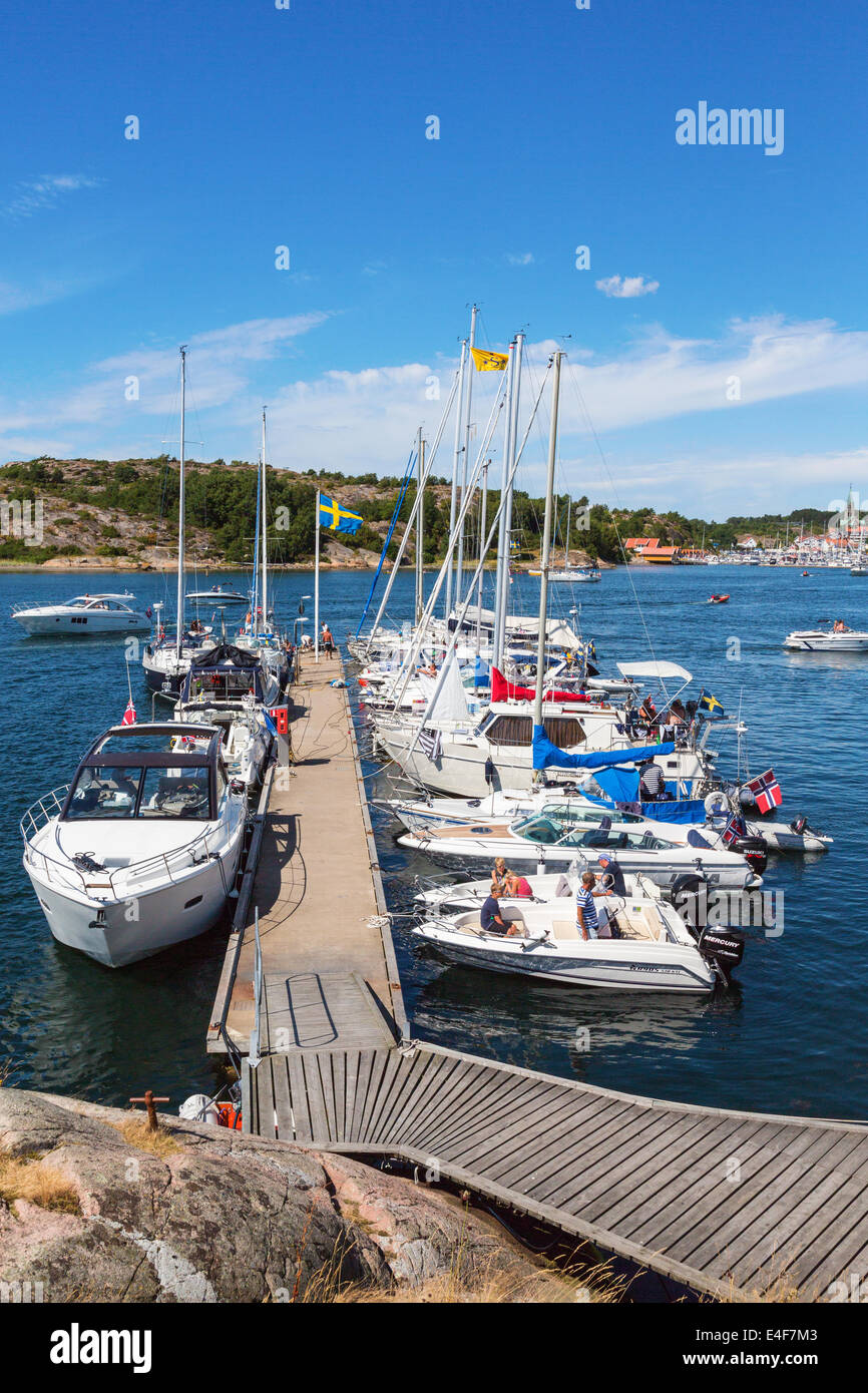 Boats in a marina in the coastal village, Grebbestad in Sweden Stock ...