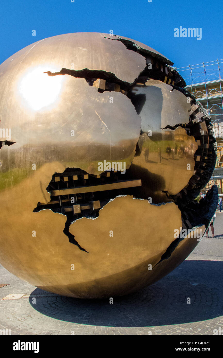The "Sphere within Sphere" bronze sculpture standing in the Cortile del ...