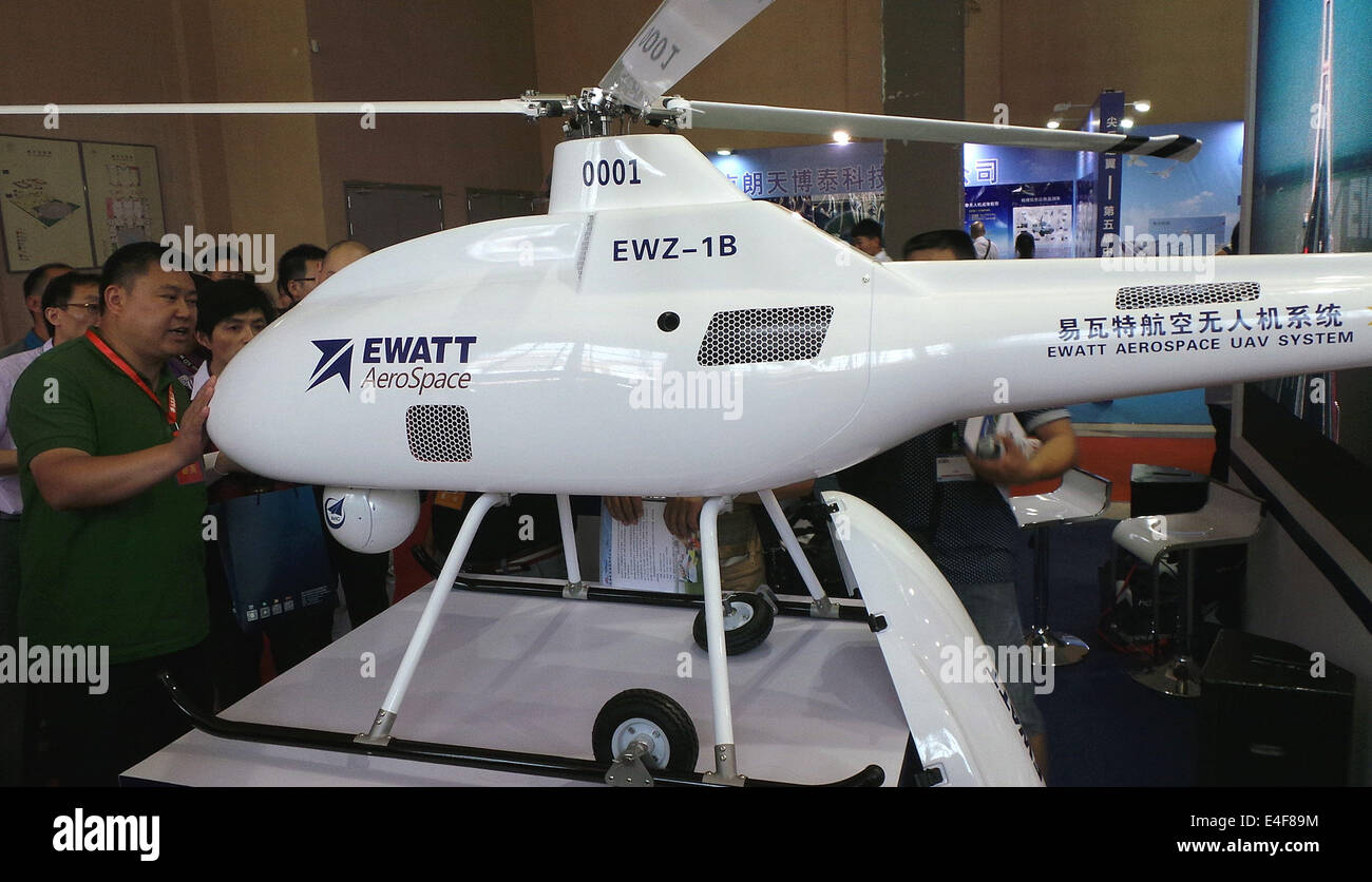 Beijing, China. 10th July, 2014. Visitors view an unmanned aerial ...