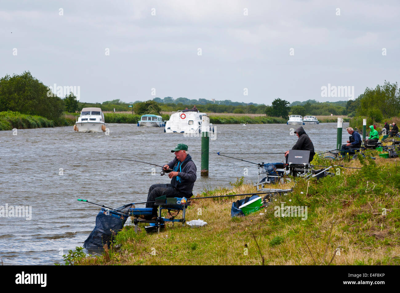 Course fishing fisherman on River Bure Norfolk Broads Stock Photo - Alamy