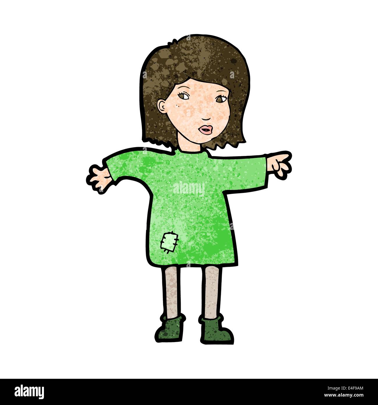 cartoon woman in patched clothing Stock Vector Image & Art - Alamy